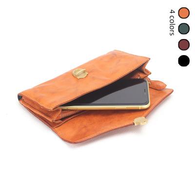 China Genuine Leather Long Wallet for Men Anti-Theft RFID Zipper Wallet 19.5cm x 9.5cm for sale