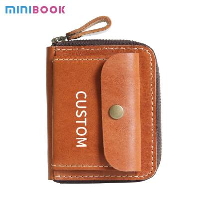 China Genuine Leather Men's Retro Handmade Short Wallet Low MOQ Mix Models 13cm x 10cm for sale