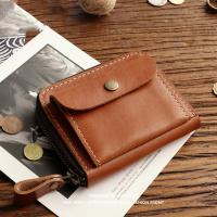 China Genuine Leather Men's Retro Handmade Short Wallet Low MOQ Mix Models 13cm x 10cm for sale