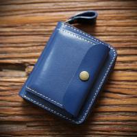 China Genuine Leather Men's Retro Handmade Short Wallet Low MOQ Mix Models 13cm x 10cm for sale