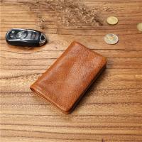 China Men's Vegetable Tanned Cowhide Leather Coin Purse with Genuine Leather Buckle 11cm x 7.5cm for sale