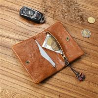 China Men's Vegetable Tanned Cowhide Leather Coin Purse with Genuine Leather Buckle 11cm x 7.5cm for sale