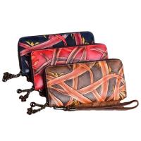 China Vintage Rub Color Vegetable Tanned Leather Zipper Wallet for Women OEM Custom 19.5cm for sale