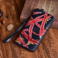 China Vintage Rub Color Vegetable Tanned Leather Zipper Wallet for Women OEM Custom 19.5cm for sale