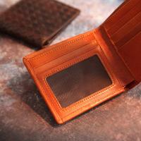 China Woven Cowhide Leather Retro Handmade Short Wallet Open Closure 0.1kg Men for sale