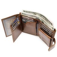 China Men's Genuine Leather Bifold Wallet 13 Card Holders 3 ID Windows 0.12kg Daily Use for sale