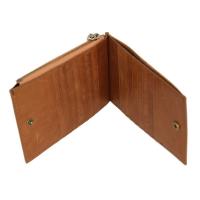 China Sample Nylon Lining Material RFID Blocking Genuine Leather Card Holder Folding Wallet for sale