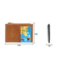 China Sample Nylon Lining Material RFID Blocking Genuine Leather Card Holder Folding Wallet for sale