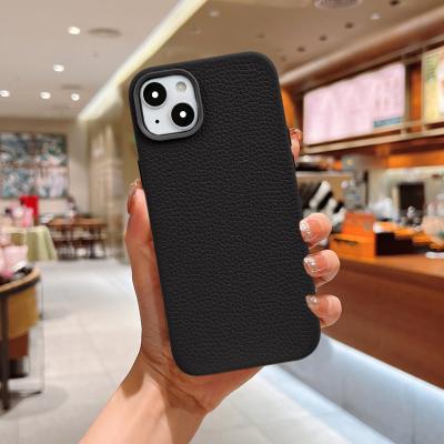 China Waterproof Full Wrapped Fold Edge Pebble Grain Phone Case for iPhone 13 Pro 14 Pro Max 6.1 inch 6.7 inch for sale