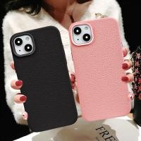 China Waterproof Full Wrapped Fold Edge Pebble Grain Phone Case for iPhone 13 Pro 14 Pro Max 6.1 inch 6.7 inch for sale