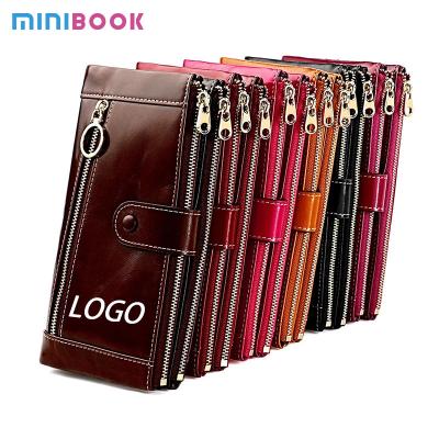 China Genuine Leather RFID Anti-Theft Long Wallet with Coin Clutch for Men 19.4cm for sale