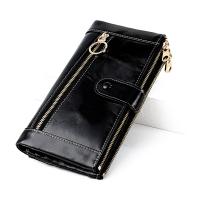 China Genuine Leather RFID Anti-Theft Long Wallet with Coin Clutch for Men 19.4cm for sale
