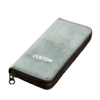 China Handmade Genuine Leather Vegetable Tanned Long Wallet for Men Custom Logo 20cm x 10cm for sale