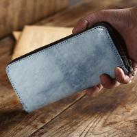 China Handmade Genuine Leather Vegetable Tanned Long Wallet for Men Custom Logo 20cm x 10cm for sale