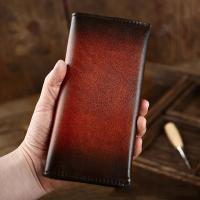 China Anti-Theft Cowhide Long Wallet for Men First Layer Leather 20cm RFID Blocking for sale