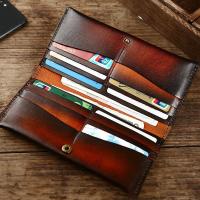 China Anti-Theft Cowhide Long Wallet for Men First Layer Leather 20cm RFID Blocking for sale