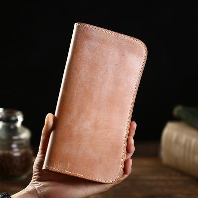 China Men's Genuine Leather Retro Matt Wax Wallet Long Style Anti-Theft RFID 19.5cm for sale
