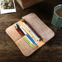 China Men's Genuine Leather Retro Matt Wax Wallet Long Style Anti-Theft RFID 19.5cm for sale