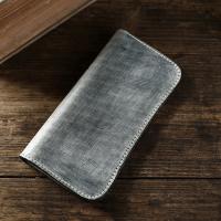 China Men's Genuine Leather Retro Matt Wax Wallet Long Style Anti-Theft RFID 19.5cm for sale