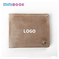 China Vegetable Tanned Leather Short Wallet with Silver Nails Matt Wax Finish 11cm x 9cm for sale