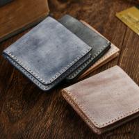 China Nylon Lined Retro First-Layer Cowhide Hand-Stitched Small Wallet for Your Convenience for sale