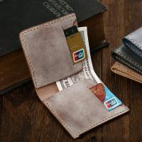China Nylon Lined Retro First-Layer Cowhide Hand-Stitched Small Wallet for Your Convenience for sale