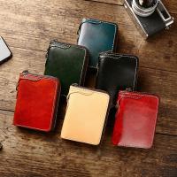 China Men's Genuine Leather Long Wallet Vegetable Tanned Anti-Theft RFID Blocking 11x9cm for sale