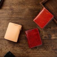 China Men's Genuine Leather Long Wallet Vegetable Tanned Anti-Theft RFID Blocking 11x9cm for sale