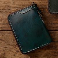 China Men's Genuine Leather Long Wallet Vegetable Tanned Anti-Theft RFID Blocking 11x9cm for sale