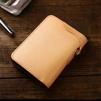 China Men's Genuine Leather Long Wallet Vegetable Tanned Anti-Theft RFID Blocking 11x9cm for sale