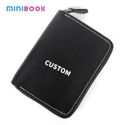 China Retro Vegetable Tanned Cowhide Leather Short Zipper Wallet for Men 11x9 cm for sale