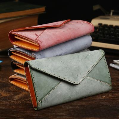 China Caibu Large Capacity Matte Wax Horse Leather Long Wallet for Men 19x10.5cm for sale