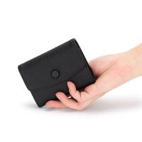 China Genuine Leather Short Accordion Card Holder with Coin Purse for Women Anti-Theft 11x9x4cm for sale