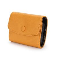 China Genuine Leather Short Accordion Card Holder with Coin Purse for Women Anti-Theft 11x9x4cm for sale