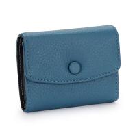 China Genuine Leather Short Accordion Card Holder with Coin Purse for Women Anti-Theft 11x9x4cm for sale