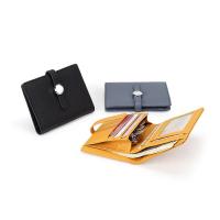 China Women's Genuine Leather Half-Fold Short Wallet 12cm x 9cm x 1.5cm Drawstring Closure for sale