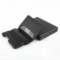 China Metal RFID Credit Card Wallet Open Closure Nylon Lining Anti-Theft Short Wallet 1x6x9cm for sale