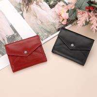 China Genuine Leather RFID Women's Small Coin Purse Open Closure Buckle Short Wallet 12x9.4cm for sale
