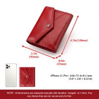 China Genuine Leather RFID Women's Small Coin Purse Open Closure Buckle Short Wallet 12x9.4cm for sale