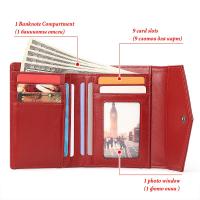 China Genuine Leather RFID Women's Small Coin Purse Open Closure Buckle Short Wallet 12x9.4cm for sale