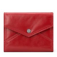 China Genuine Leather RFID Women's Small Coin Purse Open Closure Buckle Short Wallet 12x9.4cm for sale
