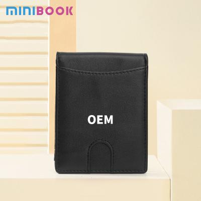 China Men's Short Genuine Leather Wallet RFID Blocking Money Clip Wallet 8.5cm Length for sale