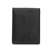 China Men's Short Genuine Leather Wallet RFID Blocking Money Clip Wallet 8.5cm Length for sale