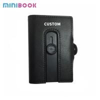 China Automatic Pop-Up Card Holder Genuine Leather NFC Anti-Degaussing 9.7cm x 6.5cm for sale