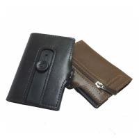 China Automatic Pop-Up Card Holder Genuine Leather NFC Anti-Degaussing 9.7cm x 6.5cm for sale