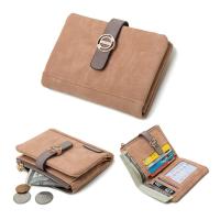 China Open Closure PU Leather Short Wallet for Women Retro Buckle Folding Design 12cm x 9cm for sale
