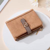 China Open Closure PU Leather Short Wallet for Women Retro Buckle Folding Design 12cm x 9cm for sale