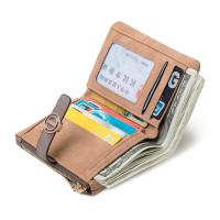 China Open Closure PU Leather Short Wallet for Women Retro Buckle Folding Design 12cm x 9cm for sale