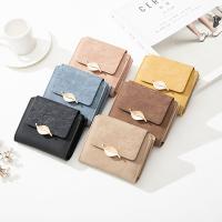China Custom Logo PU Leather Folding Coin Purse with Zipper Closure Short Wallet 11x9.5cm for sale