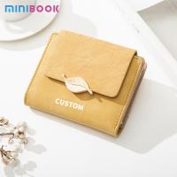China Custom Logo PU Leather Folding Coin Purse with Zipper Closure Short Wallet 11x9.5cm for sale